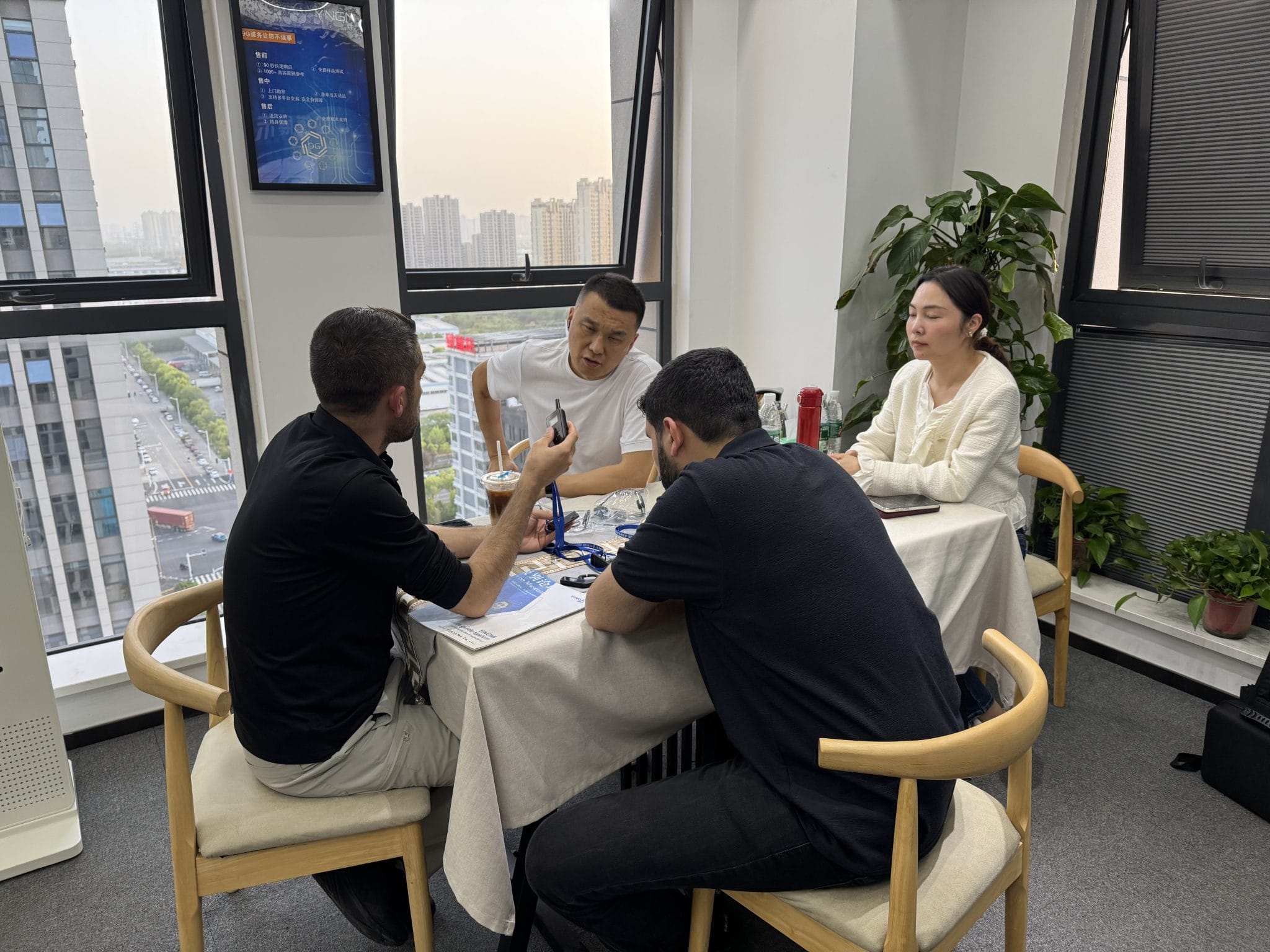 Turkey customers come to visit our company experience audio guide system